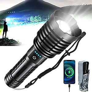 WENOTK Rechargeable Flashlights Battery Powered,Super Bright Led Flashlight Handheld,5 Modes&zoomable, Holster, Long Runtime,Waterproof Tactical Flashlights for Emergency,Camping,Home