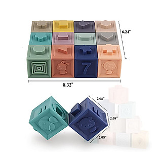 FRUZON Soft Baby Blocks 6 to 12 Months, Montessori Sensory Toys for Babies 6-12 Months, Baby Stacking Building Blocks, Infant Teething Toys for Babies Toddlers, Silicone Blocks with Numbers Animals