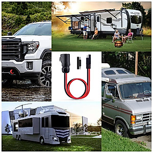 SolarEnz Camper Plug Adapter 2 Pin Power Industrial Circular to SAE Adapter Solar Cable Solar Panels for RV,Forrest River RV with Solar Plug Outlet Suitcase LP-20 Waterproof Solar Panel Connector