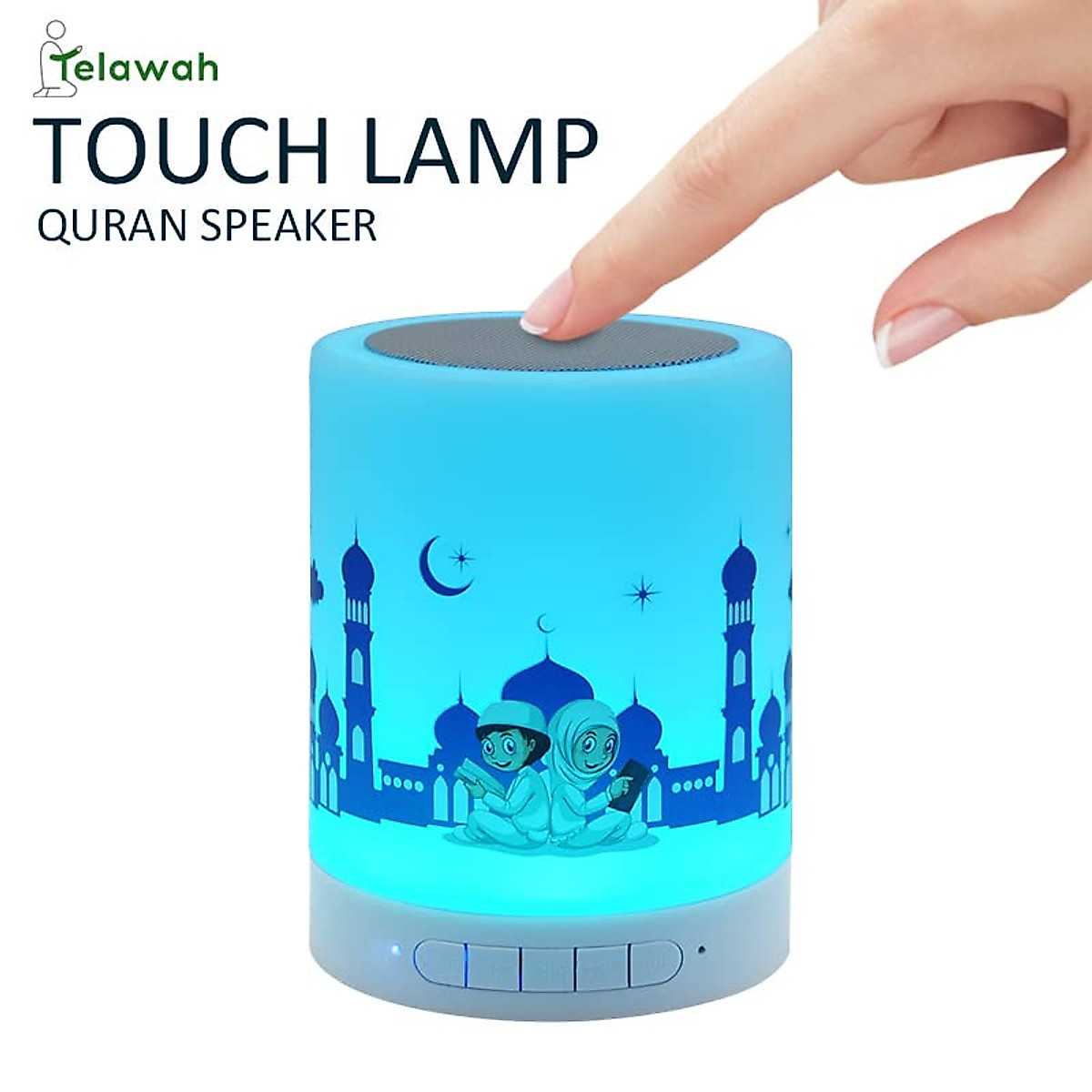 Telawah Quran Speaker with Remote Control, Portable LED Bluetooth Touch Cube MP3 Music Player Quranic Night Light Speaker