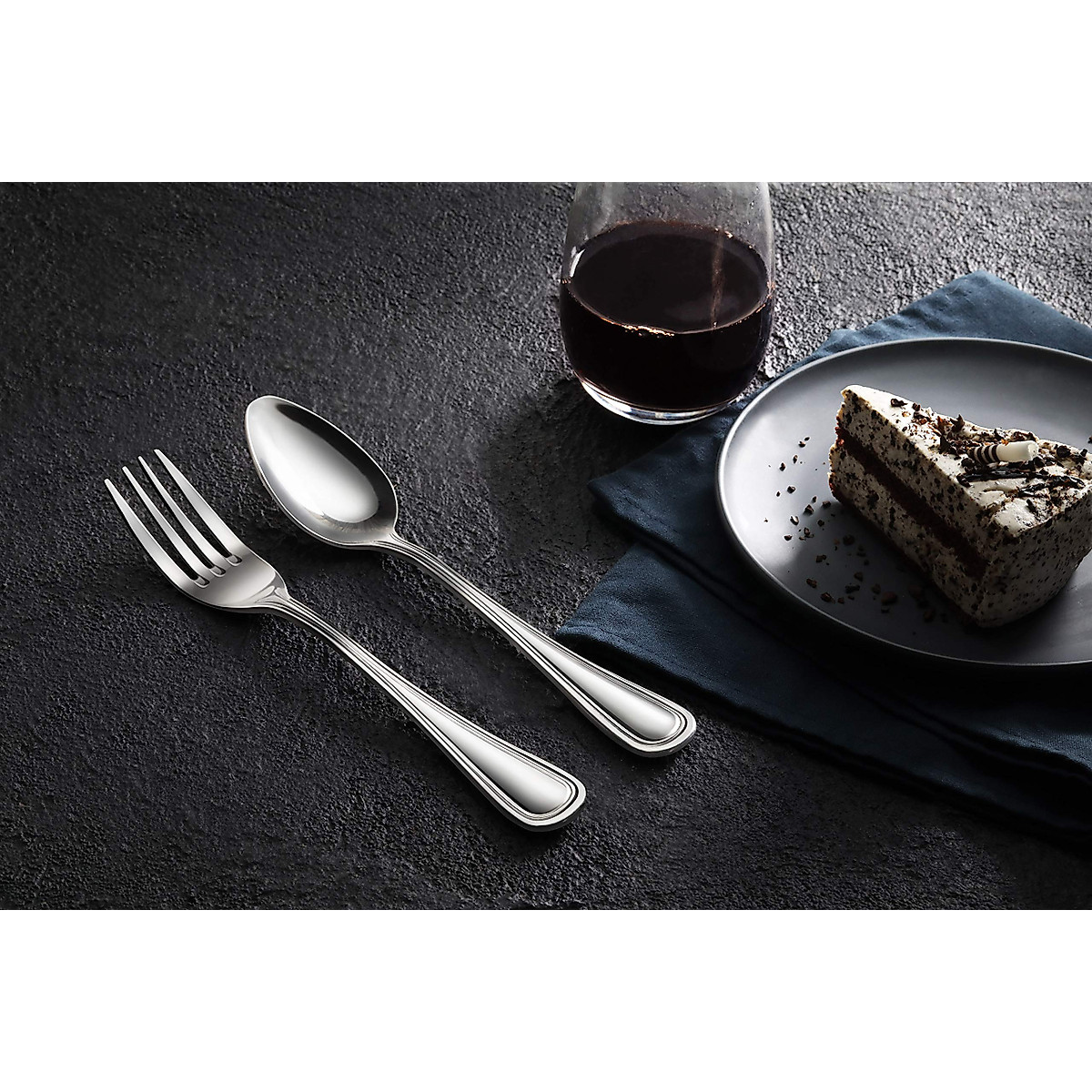 New Star Foodservice 58123 Slimline Pattern, 18/0 Stainless Steel, Dinner/Dessert Spoon, 7.25-Inch, Set of 12