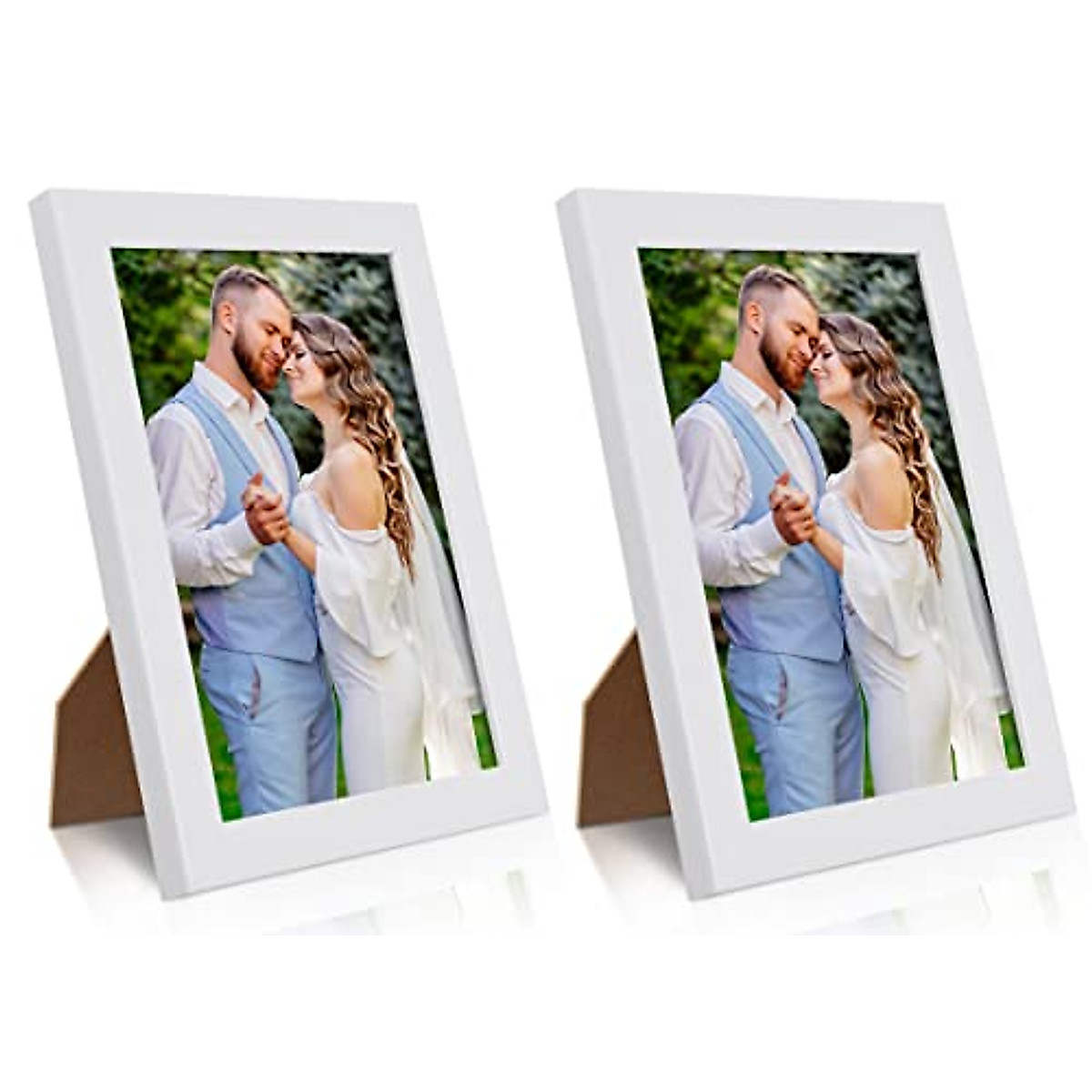 PECULA 2 Pack 5x7 Picture Frame, White Picture Frame for Wall and Tabletop Display, Resistant Plastic Photo Picture Frame with Clear Plexiglass for Vertical or Horizontal Display