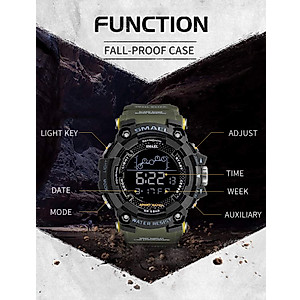 AIMES Men’s Sport Watches Military Outdoor Sports Digital Watch Waterproof Tactical Army Wristwatch Fashion Casual Watches (A-Orange)