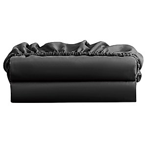 FreshCulture Full Fitted Sheet Only 2 Pack - Hotel Quality Fitted Sheet Full Size - Ultra Soft & Breathable - Brushed Microfiber - Deep Pocket - Cooling Fitted Sheets for Full Size Bed (Black)