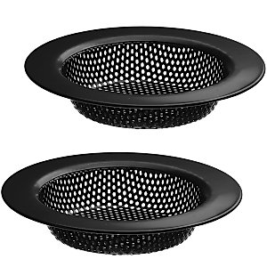 2 Pack - 4.5" Top / 3" Basket - Black Stainless Steel Kitchen Sink Drain Strainer Large Basket Food Catcher. Durable Electroplated Coating