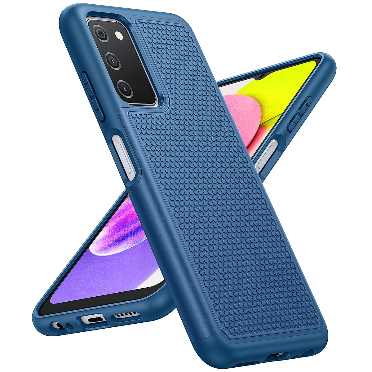 BNIUT for Samsung Galaxy A03s Case: Dual Layer Shockproof Protective Heavy Duty Cell Phone Cover Rugged with Non Slip Textured Back - Military Protection Bumper Tough - 6.5inch (Blue Navy)