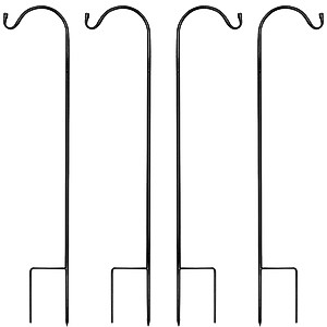 MIXXIDEA Heavy Duty Garden Shepherds Hooks for Outdoor, Premium Metal Shepherds Hooks, Height Adjustable Bird Feeder Hanger, Hanging Basket Hooks 37” Inch Tall Hanging Plant Hooks (Pack of 4)