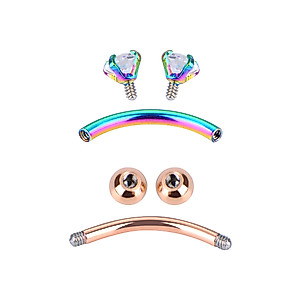 Mudder 12 Pieces 16 Gauge Stainless Steel Belly Lip Ring Eyebrow Studs Cartilage Tragus Cubic Zirconia Barbell Body Piercing, 2 Styles