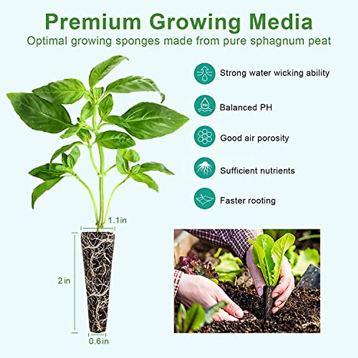 QYO Seed Pods kit for Hydroponics Garden Kit with 12pcs Growth Sponges,12pcs Basket Kit, A&B Solid Nutrient (Seeds not Included)