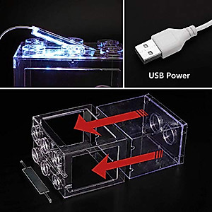 Small Betta Fish Tank, Aquarium Tank Kit with LED Lighting, 3/5 Gallon Stackable Beta Fish Tank Set, Fish Bowl Accessories for Turtle Reptile Shrimp Moss Crab Insects Habitat as Decoration