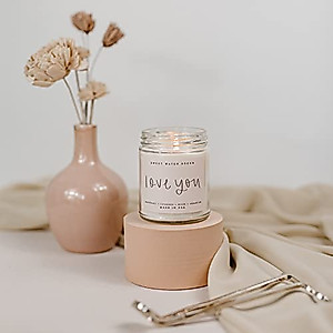 Sweet Water Decor, Love You Candle | Mahogany Teakwood Scented Soy Wax Candle for Home | Valentine's Day Gifts | 9oz Clear Jar, 40 Hour Burn Time
