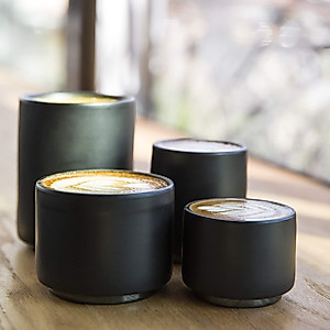 Fellow Monty Milk Art Cups - Double Wall Ceramic Cortado Mug, Matte Black with Graphite Base, 4.5 oz Cup