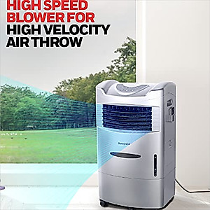 Honeywell CL201AE 470 CFM Indoor Evaporative Air Cooler (Swamp Cooler) with Remote Control in Silver