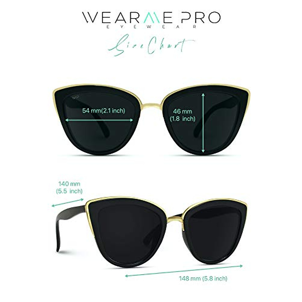 WearMe Pro Womens Cat Eye Mirrored Reflective Lenses Oversized Cateyes Sunglasses