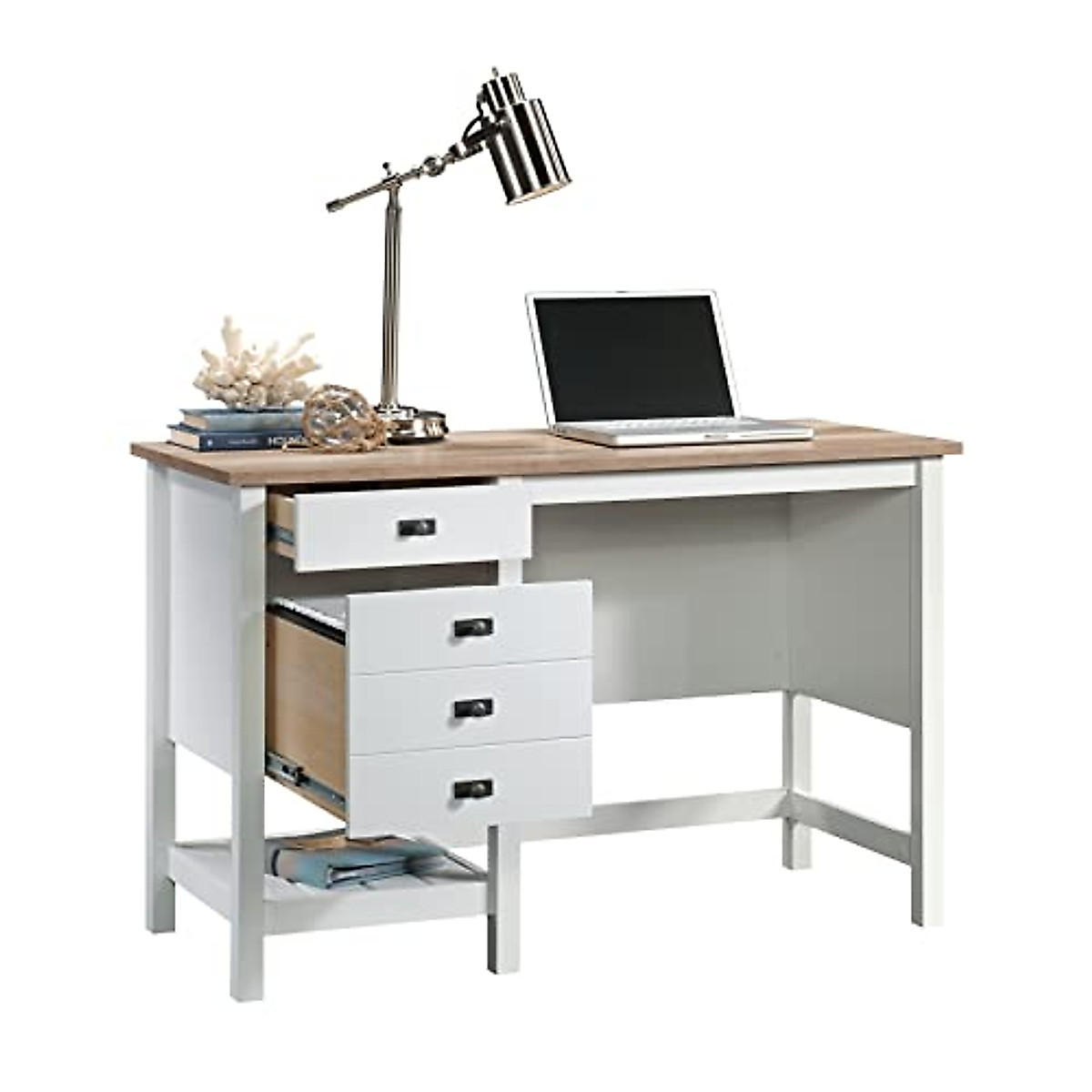 Sauder Cottage Road Pedestal Desk, Soft White Finish