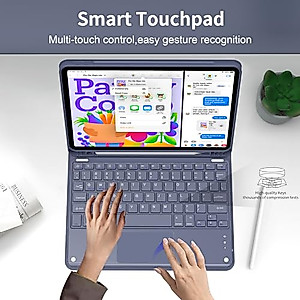 KENKE Keyboard Case for New iPad Air 11 Inch 2024 (M2) / iPad Air 5th Gen 2022 / Air 4th Gen 2020 10.9 Inch with Pencil Holder, Smart Magnetically Detachable Bluetooth Touchpad Keyboard, Purple