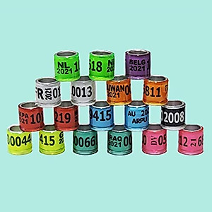 Flameer 100Pcs Chicken Leg Rings - 2021 Aluminium Bird Dove Racing Pigeon Leg Rings Bands,Bird Leg Bands Numbered for Pigeon Parrot Chicks Duck Lovebirds Supplies - Multicolor