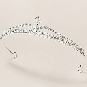 HJYHYN Rhinestone Crown Crystal Bridal Tiara Princess Crown Birthday Crown Medium Tiaras and Crowns for Women and Girls-Silver