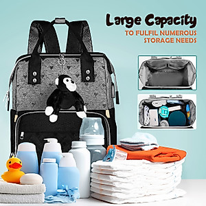 Diaper Bag Backpack, Multifunction Large Travel Backpack with Changing Pad for Moms Dads, Waterproof Diaper Bag, Baby Bag For Boys Girls With USB Charger Pacifier Case, Perfect Baby Gift Bag For Mom