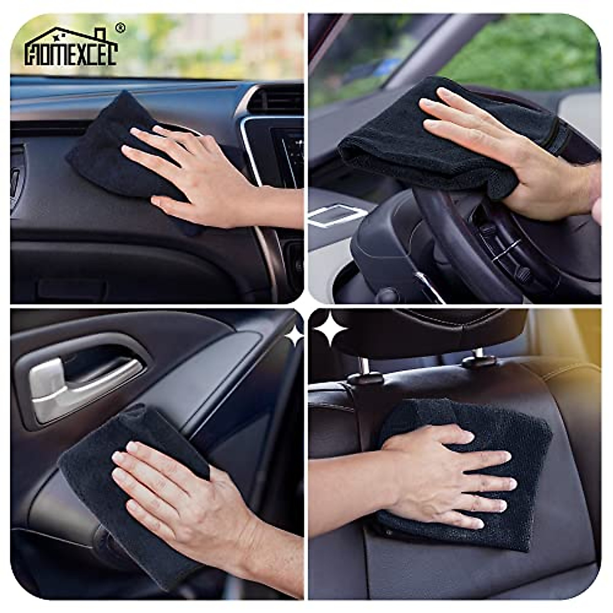 HOMEXCEL Microfiber Towels for Cars,Premium All-Purpose Cleaning Cloths,Lint Free,Scratch Free,Highly Absorbent Washing Towels Cleaning Rags for Kitchen,Car,Window,Glass,300GSM,16" x 16",6 Pack