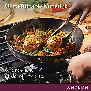 Anolon Advanced Hard Anodized Nonstick Frying Pan/ Fry Saute All Purpose Pan with Lid - 12 Inch, Gray
