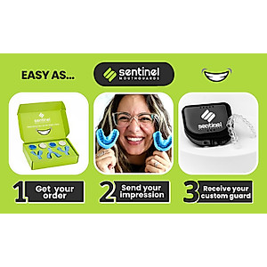 SENTINEL MOUTHGUARDS Dual Laminated Dental Night Guard | Sleep Mouth Guard Hybrid (Soft Inside & Hard Outside) for Upper Teeth | Teeth Grinding Bruxism TMJ Relief | 1 Year Warranty
