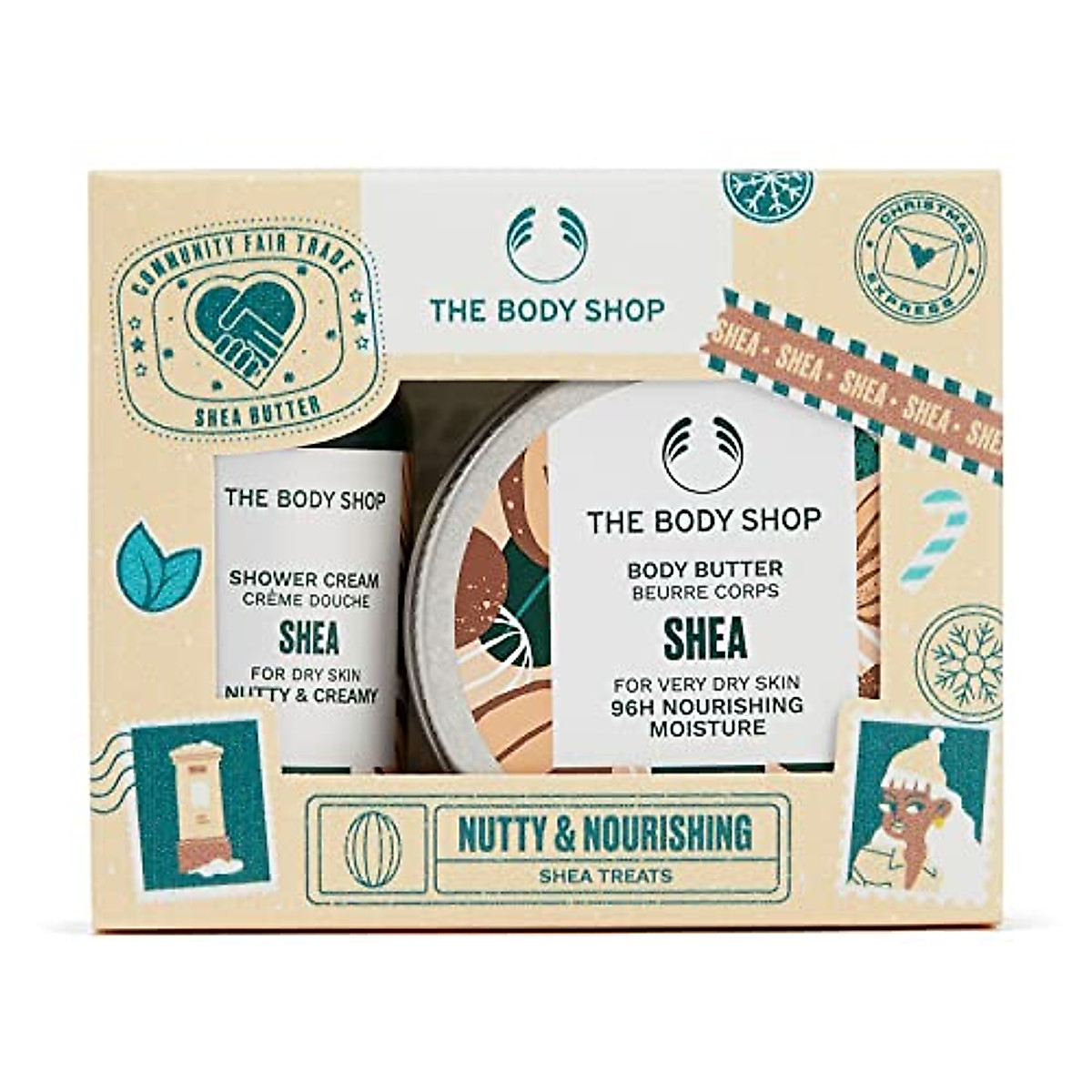 The Body Shop Nutty & Nourishing Shea Treats Gift Set – Hydrating & Moisturizing Vegan Skincare Treats for Very Dry Skin – 2 Items