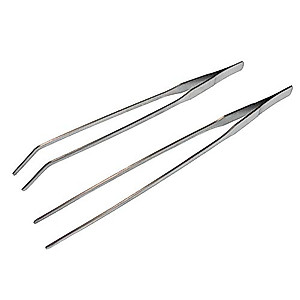 Longjet Feeding Tongs, 2 Pcs 10.6 Inch Stainless Steel Long Tweezers Forceps, for Reptile Lizards, Gecko, Bearded Dragon, Snake, Turtle Feeder and Aquarium Aquatic Plant Bonsai Starter Tools