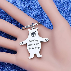 WUSUANED Long Distance Hug Jewelry Sending You A Big Bear Hug Keychain Long Distance Relationships Gift Isolation Missing You Gift (big bear hug keychain)