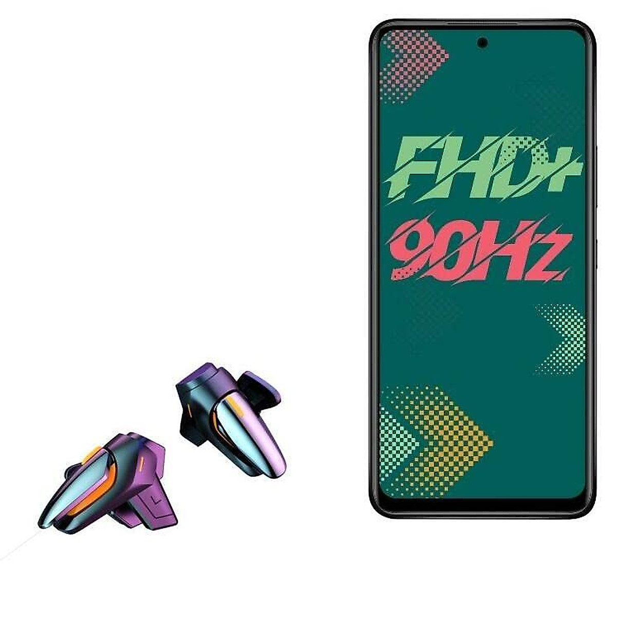 BoxWave Gaming Gear Compatible with Infinix Hot 11s (Gaming Gear by BoxWave) - Touchscreen QuickTrigger, Trigger Buttons Quick Gaming Mobile FPS for Infinix Hot 11s - Jet Black