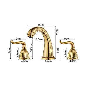 LIANTE Antique Brass Finished Bathroom Bathtub Faucet Double Handles 3 pcs Basin Mixer Tap Gold Sink Faucet Bathroom Basin Faucet,Kitchen Faucet
