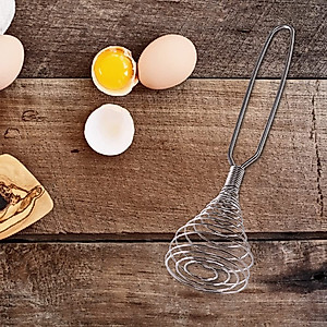 Coil Whisk Eggs, 8 Inch Egg Beater, Stainless Steel Wire Whisk, Egg Whisker with Rotating Spring, Flexible Egg Beater, Hand Eggbeater for Cooking Whipping Mixing Blender Kitchen Cream Egg