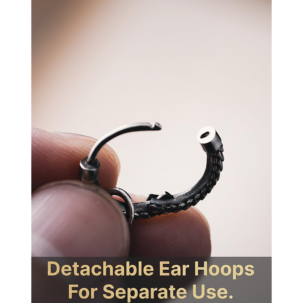 COPPERTIST.WU Rattlesnake Tail Rattle Dangle Earrings 925 Sterling Silver Huggie Hoop Earrings Shakeable Jewelry Gift for Women Men