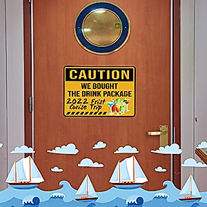 2 Pcs Large Caution Cruise Door Magnets Sign Funny Magnetic Cabin Cruise Door Decorations for Carnival Cruise Door or Stateroom