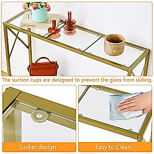 Hoctieon Gold Console Table, Entryway Table, Tempered Glass Sofa Table with Shelves, Metal Frame, Modern Style, Easy to Assemble, Entrance Table for Hallway, Entryway, Living Room, Bedroom
