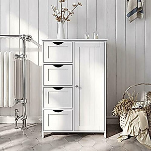 MAXCBD Nightstand Bedside Table Drawer Cabinet Bathroom Storage Cabinet 4 Drawers and 1 Adjustable Shelf Cabinet Home Furniture Clean Lines and Simple Silhouette Add Elegance Storage Tower Dresser