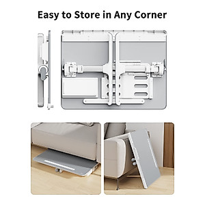 Laptop Bed Tray Desk, SAIJI Adjustable Laptop Stand for Bed, Foldable Laptop Table with Storage Drawer for Eating, Working, Writing, Gaming, Drawing (Gray, X-Large)