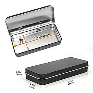 4 Pack Metal Rectangular Hinged Tin Boxes with Lid, 5.0x2.3x0.8 Inch, Black Metal Containers Portable Box Small Storage Kit Home Organizer, Model 128