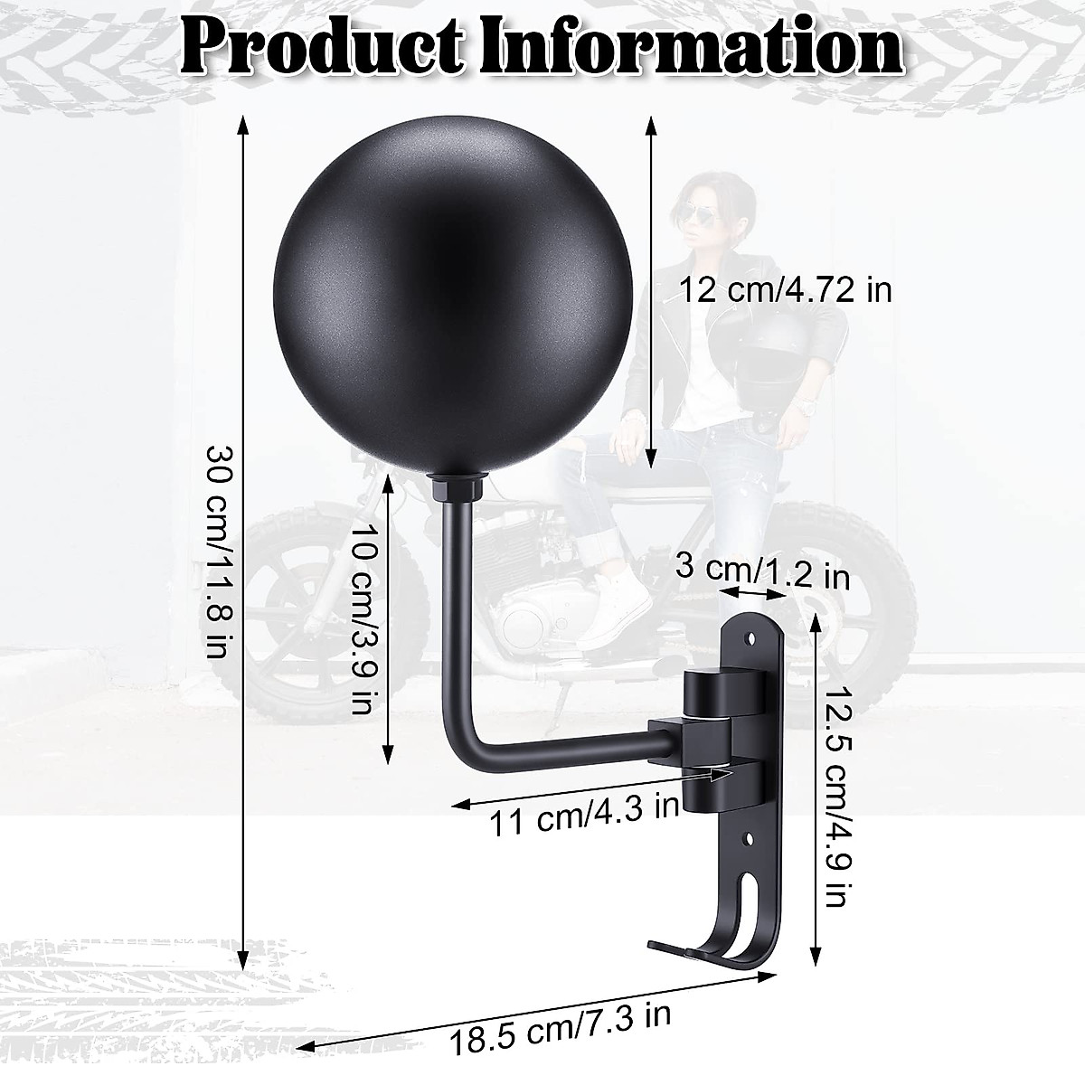 Shimeyao 6 Pack Motorcycle Helmet Rack Wall Mount Helmet Holder 180° Rotation Motorcycle Gear Hanger Display Stand with 2 Hooks for Men Women, Bike Coats, Caps, Jacket, Glove, Sportswear Accessories