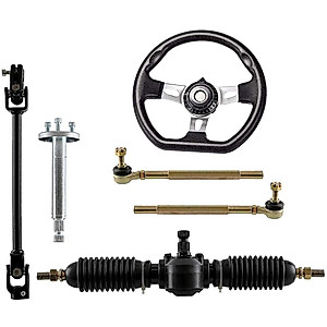 YC Yier 270mm Steering Wheel Steel Kit Gear Rack Pinion Adjustable Shaft Set DIY Parts for Go Kart Go Cart Golf Cart ATV UTV 110cc 125cc 140cc 150cc Buggy Drift Trike Off Road Kart (330mm Gear Rack)