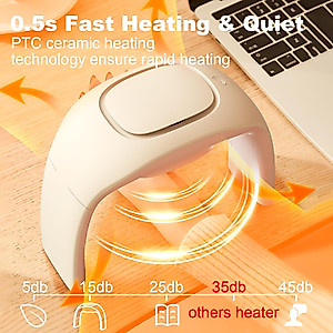 Space Heaters for Indoor Use, Foldable Heated Mouse Pad Hand Warmer, Portable Electric Small Desk Heater for Office, Ceramic Energy Efficient Heater with Thermostat, Christmas Gifts (Beige)