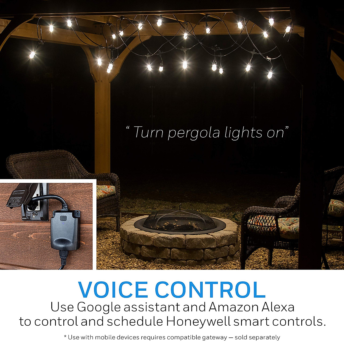 Honeywell 39363-CS2 UltraPro Z-Wave Plus Outdoor Plug-in Switch, Weather-Resistant, 1 Grounded Outlet, 39363, Black