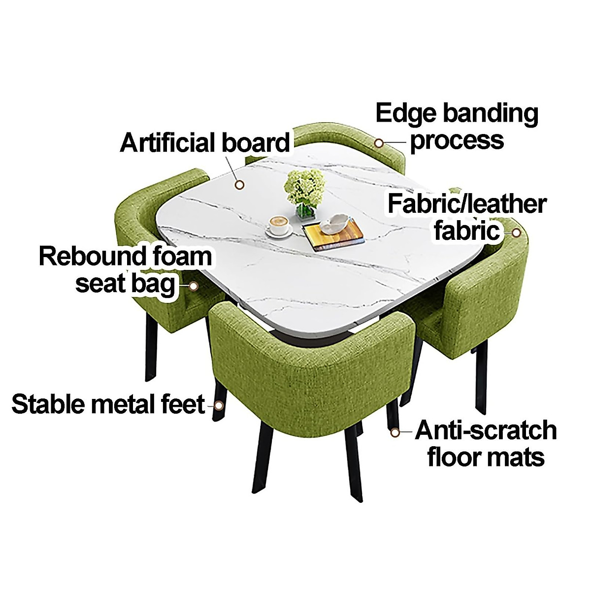 Round Dining Table Set With 4 Chair,Small Office Conference Room Tables And Chairs,Round Tables Conference,Space-Saving,Modern Leisur Dining Room Furniture For Kitchen Lounge Living Room ( Size : B6 )