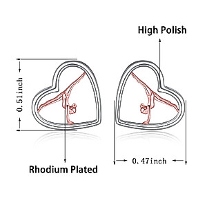 Gymnastics Sport Earrings Stud Sterling Silver Gymnast Team Ballerina Jewelry Gift for Women Birthday Christmas (rose-gold)