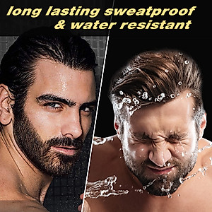 Beard Pencil Filler For Men,4 Tip Beard Filler Pen Kit Beard Pen & Beard Brush Male Mustache Repair Shape, Effective Enhance Facial Hair Waterproof Proof and Sweat Proof (Portable Box & Black Pen)