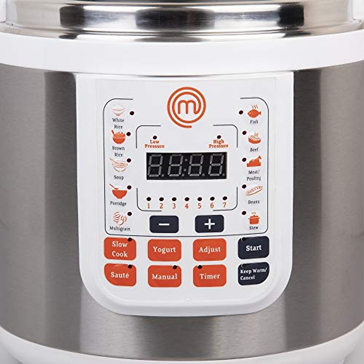 MasterChef 13-in-1 Pressure Cooker- 6 QT Electric Digital Instant MultiPot w 13 Programmable Functions- High and Low Pressure Slow Non-Stick Pot Cooking Warmer Options, LED Display, Delay Timer, Rice