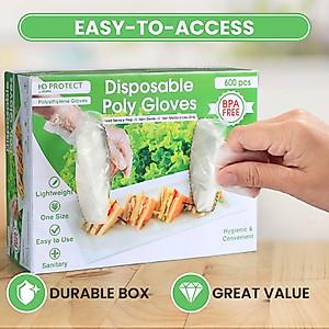 Keppi 600pcs Plastic Gloves | BPA & Latex Free | Perfect Food Handling Gloves | Food Safe Disposable Gloves for Cooking | Bulk Food Safe Gloves | One Size Great Fit