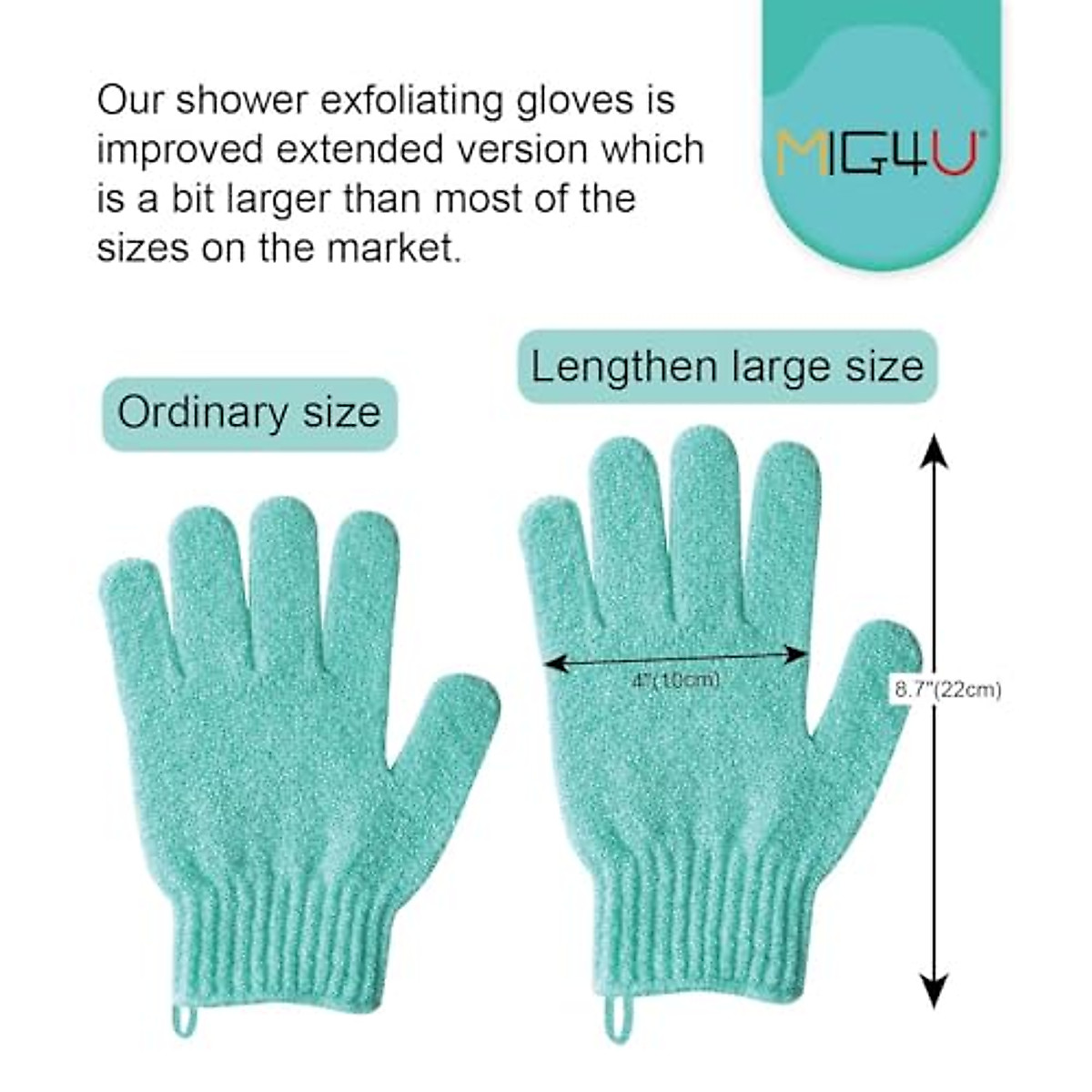 MIG4U Shower Exfoliating Scrub Gloves Medium to Heavy Bathing Gloves Body Wash Dead Skin Removal Deep Cleansing Sponge Loofah for Women and Men 5 Pairs 5 Colors