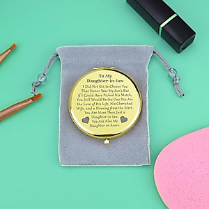 My Daughter in Law Gift Compact Makeup Mirror - Folding for Wedding Day & Funny Christmas/Valentine Gift for Her (Gold)