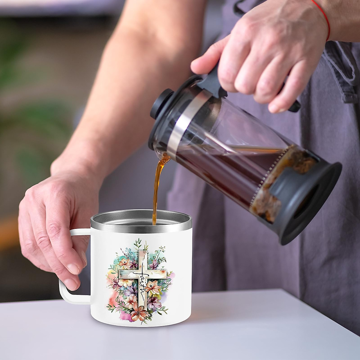 WWHSAI Christian Gifts for Women - Faith Bible Verse Gifts Baptism Coffee Cup - Inspirational Religious Birthday Presents for Women - Catholic Spiritual Christmas Presents Tumbler for Girl Friend 14oz